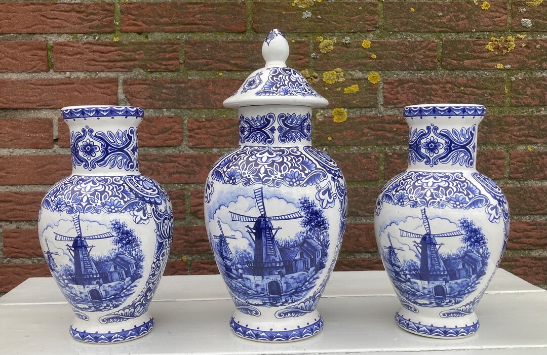 T Delfts Bleau Cabinet Set 1950 Etsy