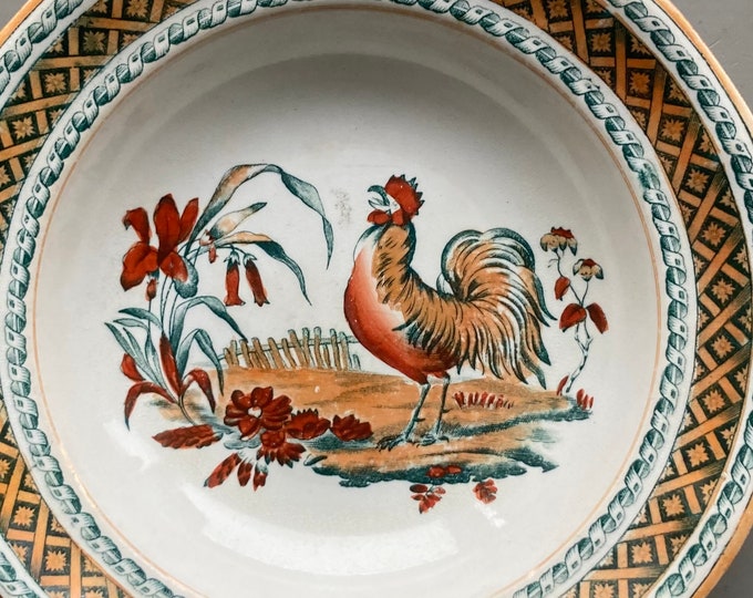 Antique Bowl, Hand Crafted Dark Red Porcelain Bowl From England. Salad ...