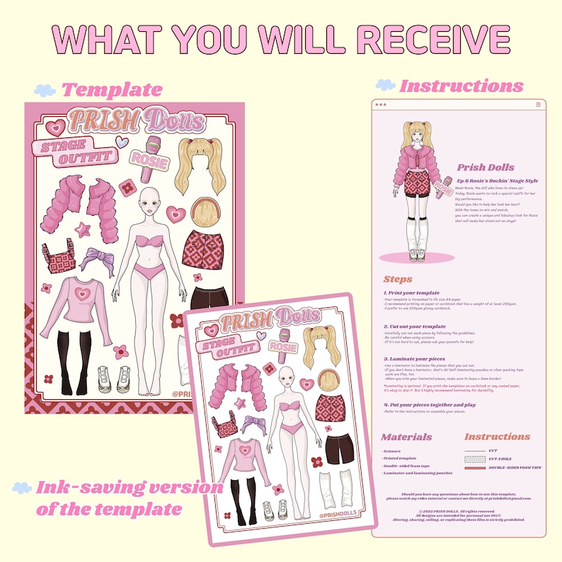 Printable Paper Dolls Dress up DIY Template, Stage Outfit, Girls Easy ...