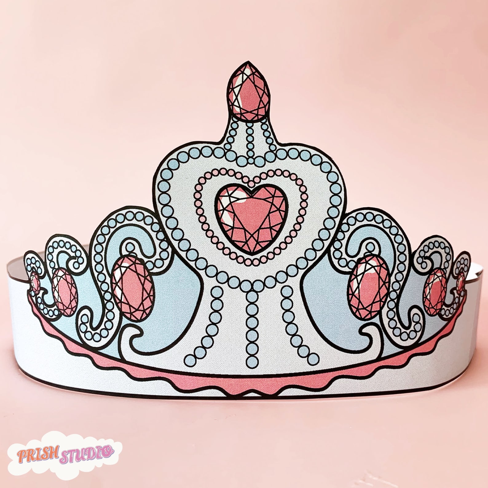 Princess Paper Crown Tiara Printable Party Hat Kids Easy Craft Coloring ...