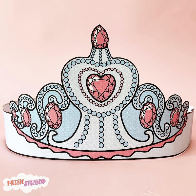 Princess Paper Crown Tiara Printable Party Hat Kids Easy Craft Coloring ...