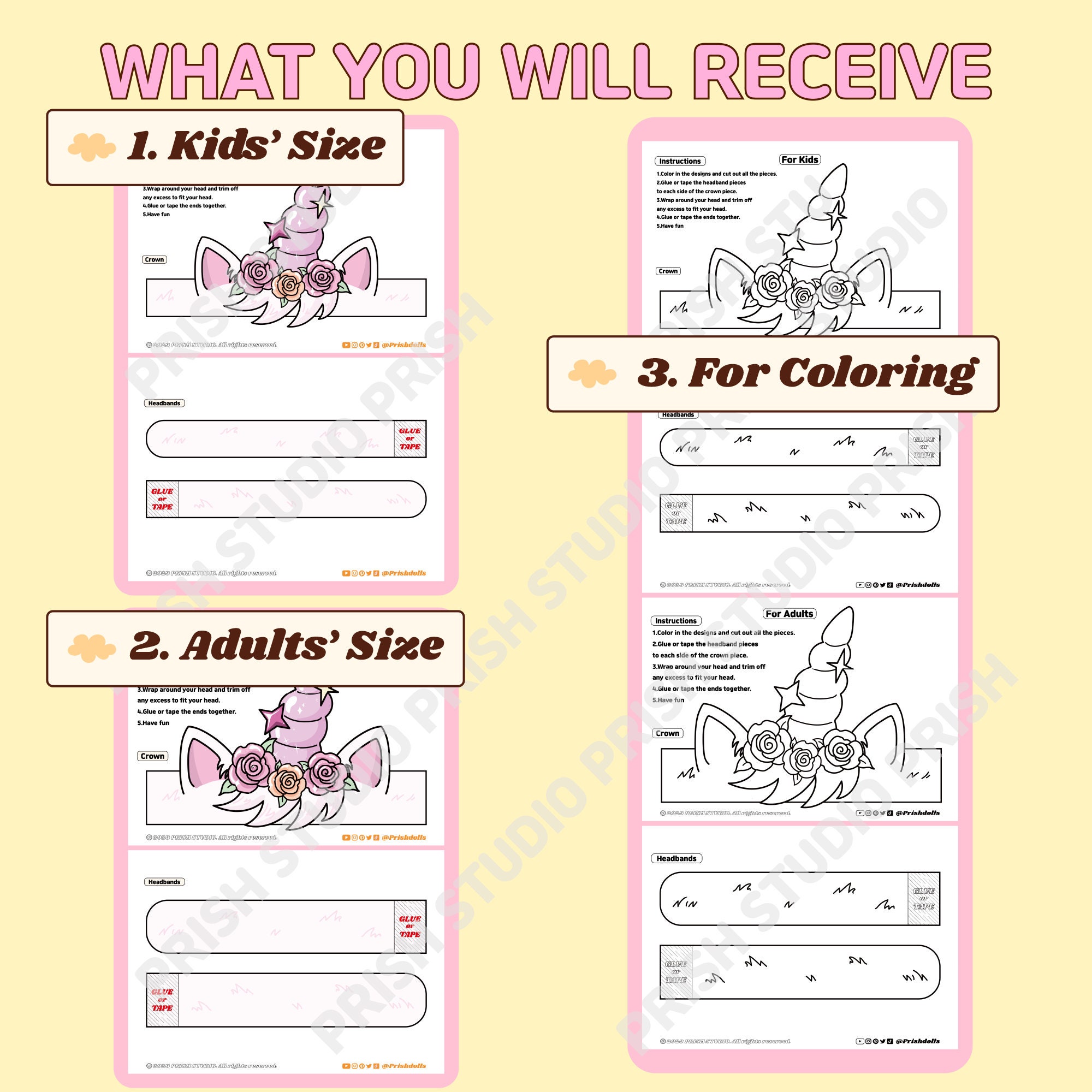 Unicorn Paper Crown Printable Party Birthday Decor Hat Kids Easy Craft ...