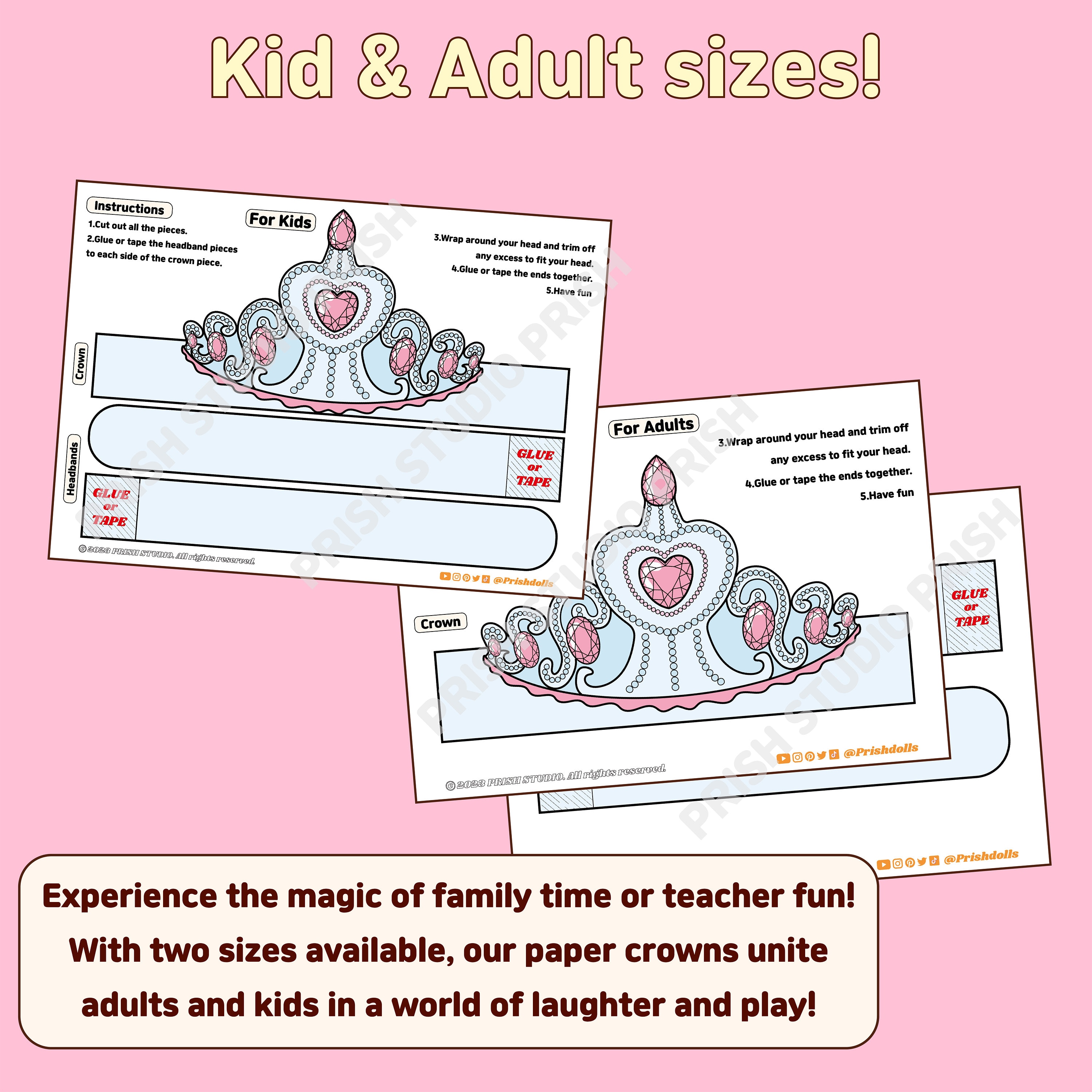 Princess Paper Crown Tiara Printable Party Hat Kids Easy Craft Coloring ...