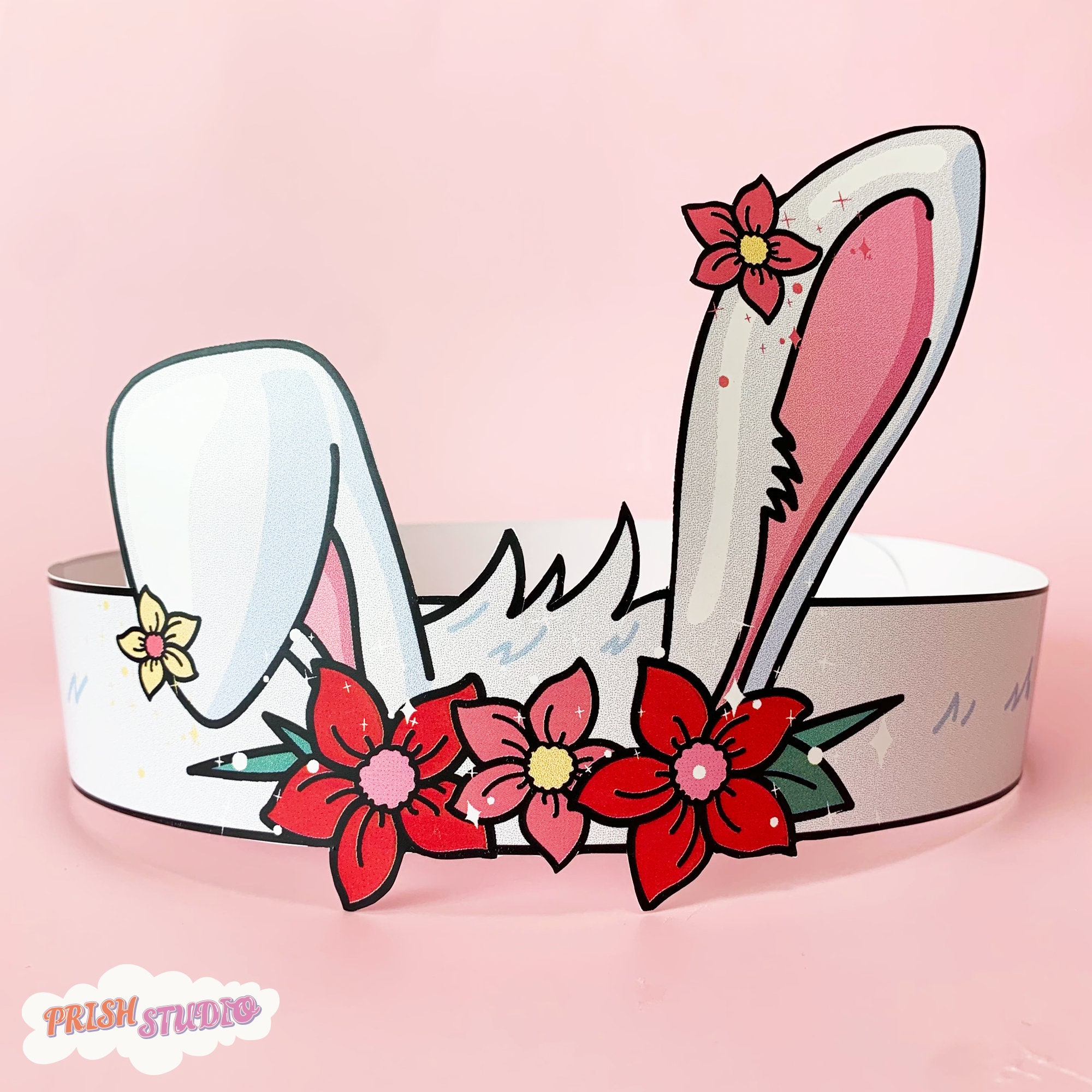 Rabbit Flower Paper Crown Costume Printable Party Hat Kids Easy Craft ...