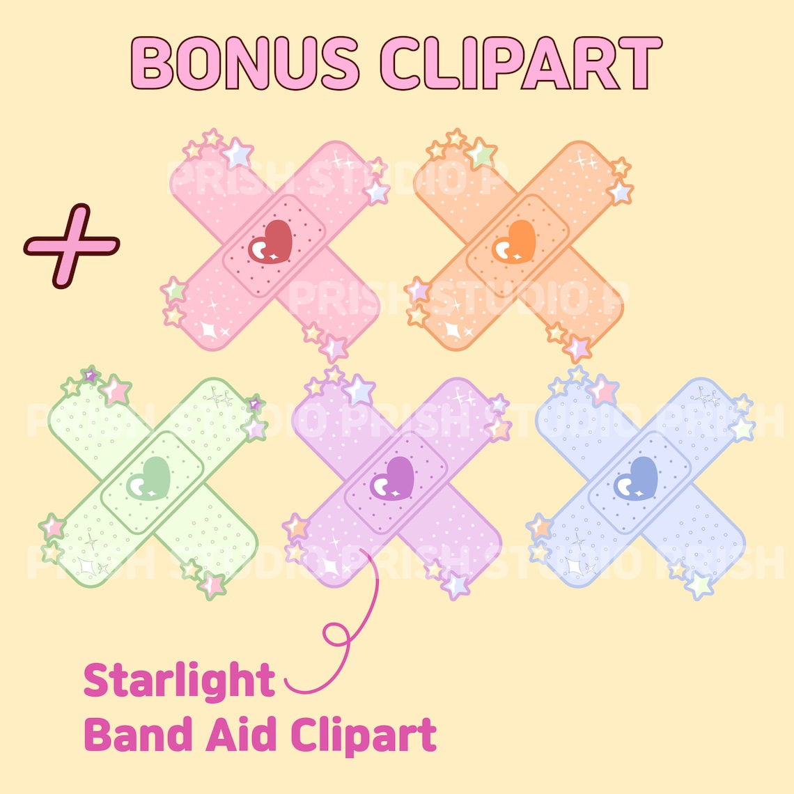Kawaii Clipart Set Cute Bandaid PNG Clip Art Bandage Stickers EPS Love ...
