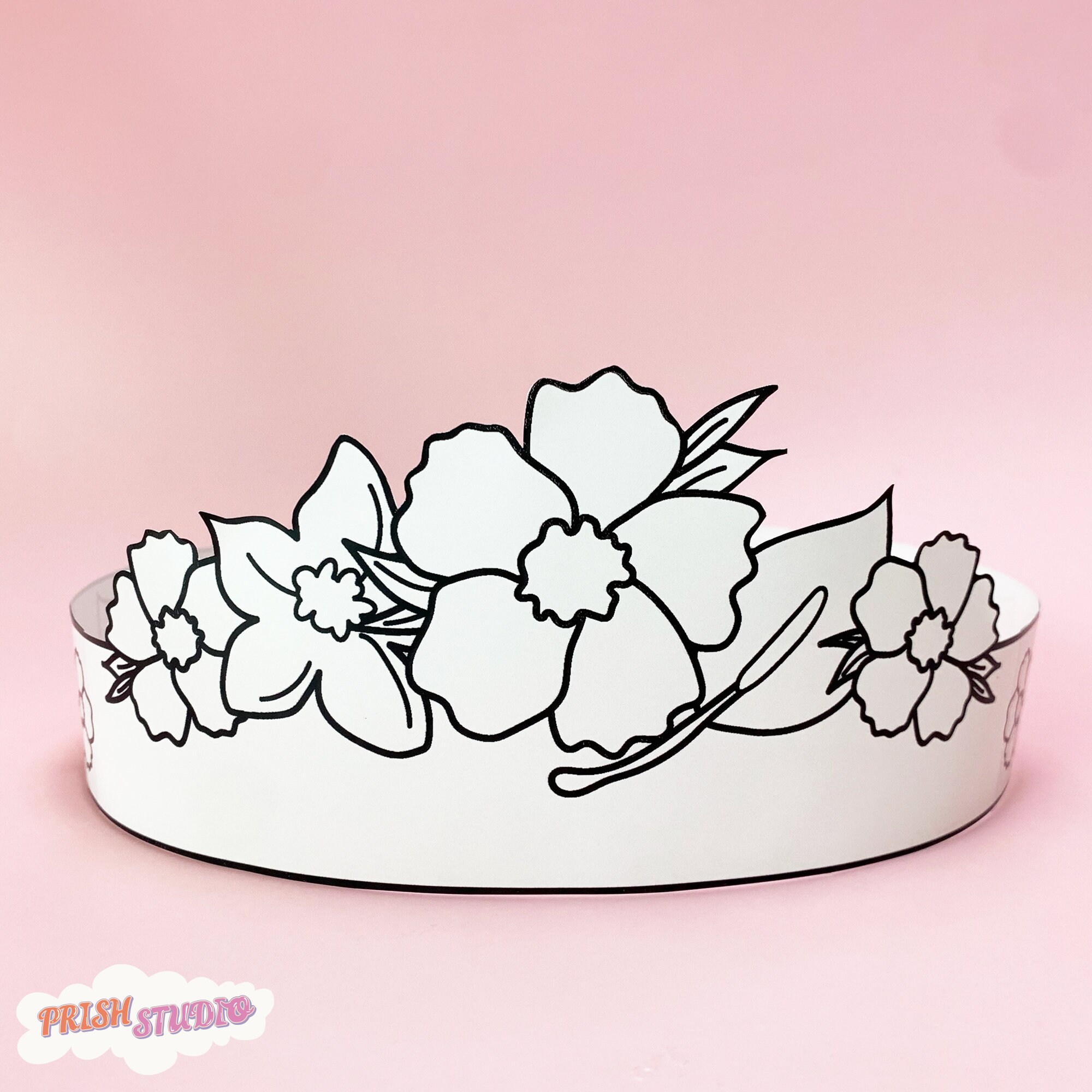 Flower Paper Crown Printable Party Hat Kids Easy Craft Coloring DIY ...