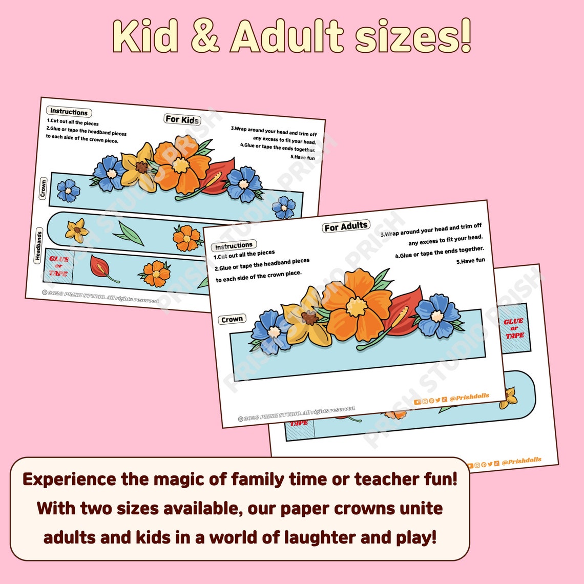 Flower Paper Crown Printable Party Hat Kids Easy Craft Coloring DIY ...