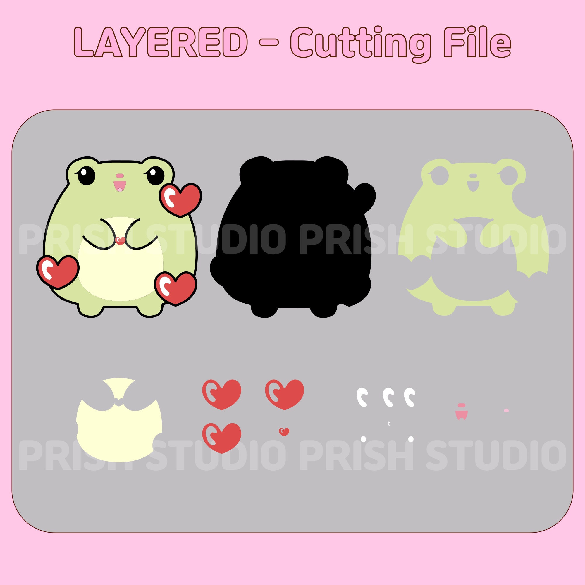 Kawaii Clipart Cute Frog SVG Clip Art Love Stickers PNG Valentine Funny ...