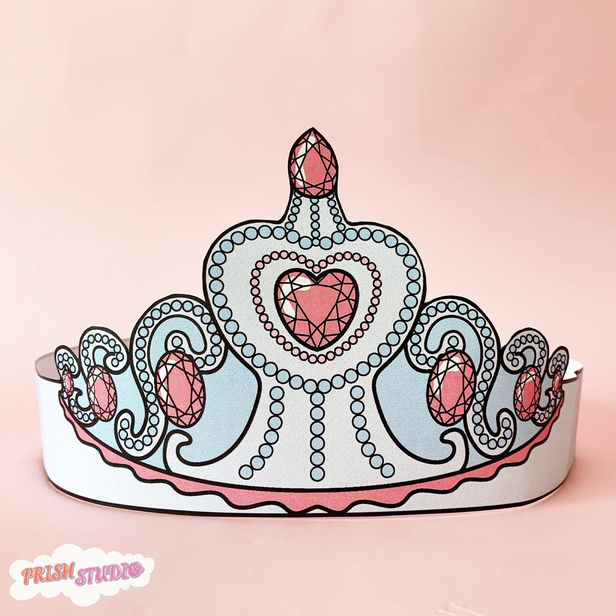 Princess Paper Crown Tiara Printable Party Hat Kids Easy Craft Coloring ...