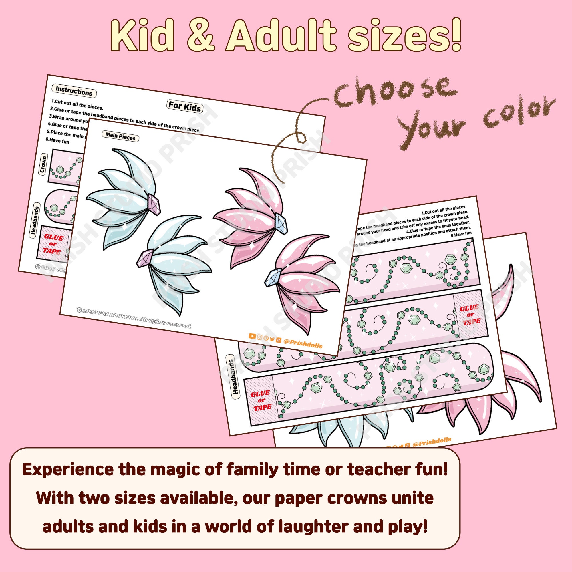 Fairy Paper Crown Printable Party Hat Kids Easy Craft Coloring DIY Elf ...