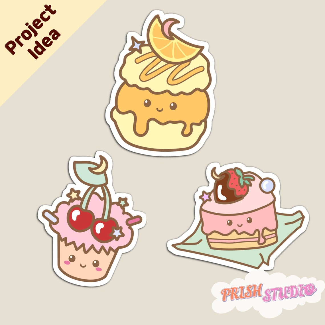 Kawaii Clipart Cute Dessert Clip Art Food Cake Stickers - Etsy UK