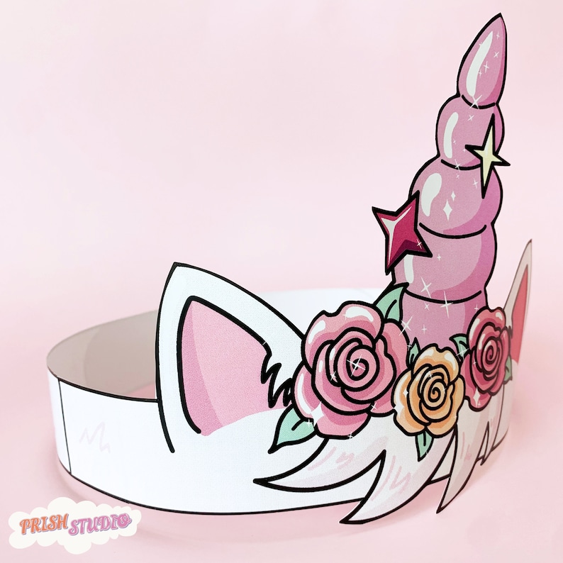 Unicorn Paper Crown Printable Party Birthday Decor Hat Kids Easy Craft ...