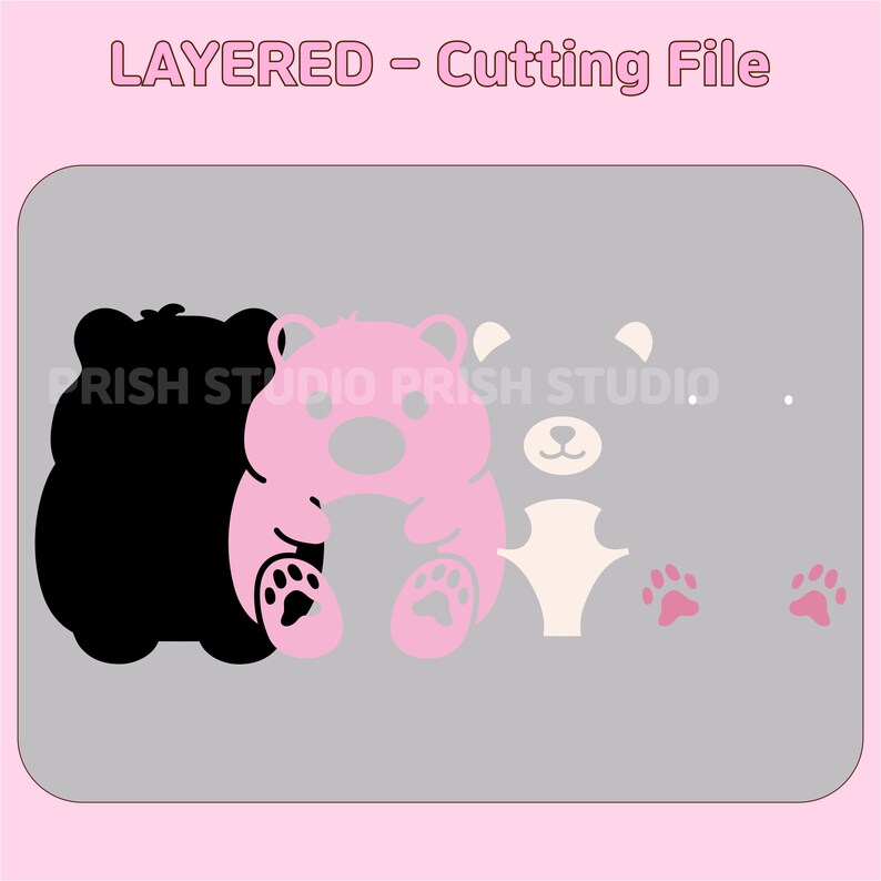 Cute Bear SVG Kawaii Clipart Teddy Clip Art Layered Cut File for Cricut ...