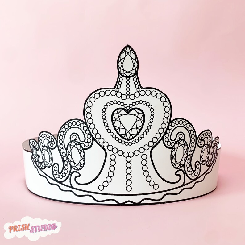 Princess Paper Crown Tiara Printable Party Hat Kids Easy Craft Coloring ...