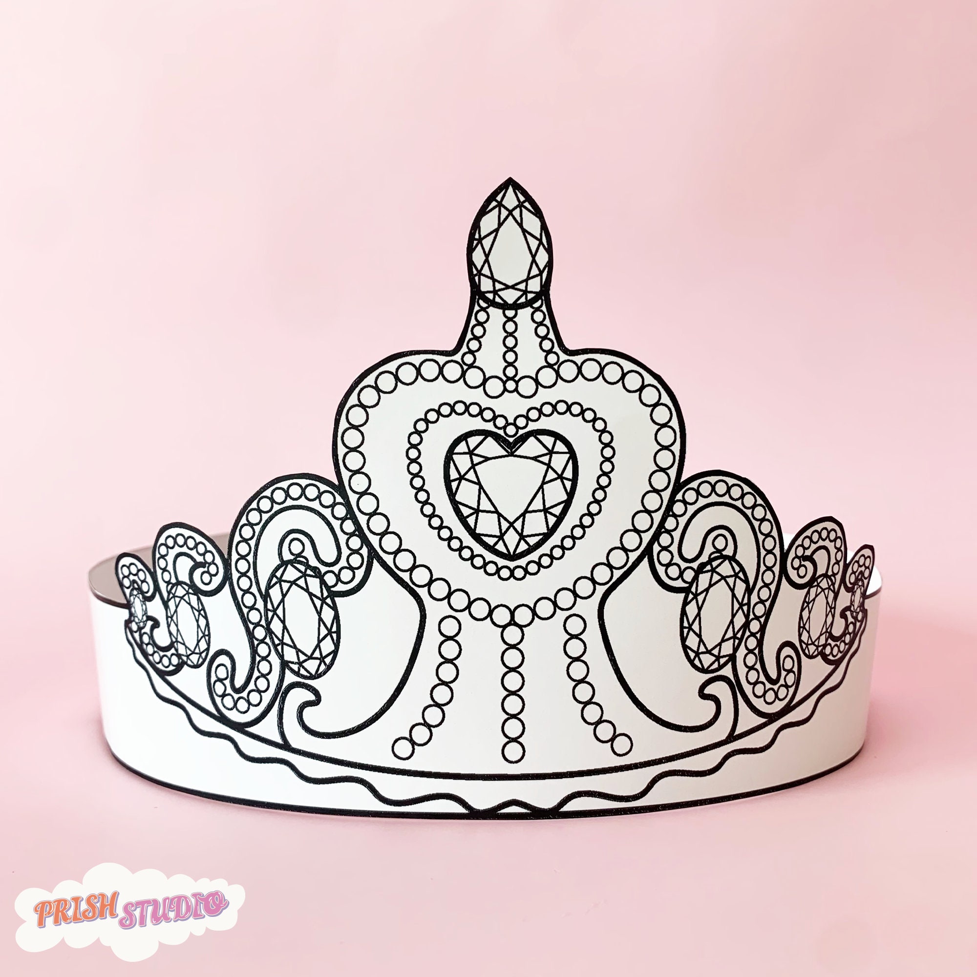 Princess Paper Crown Tiara Printable Party Hat Kids Easy Craft Coloring ...
