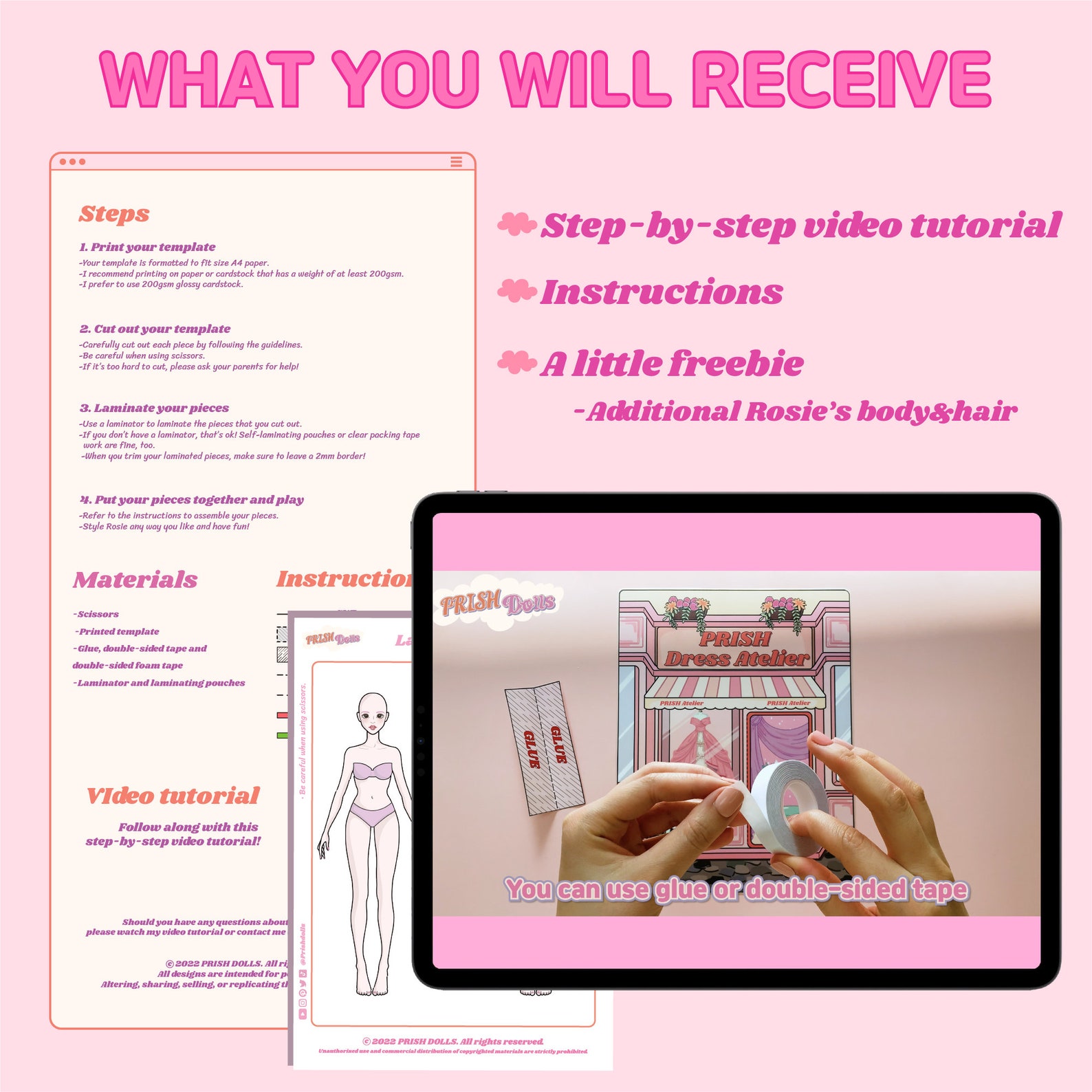 Paper Dolls Princess Play Kit, Paper Doll House Dress Shop DIY Busy ...