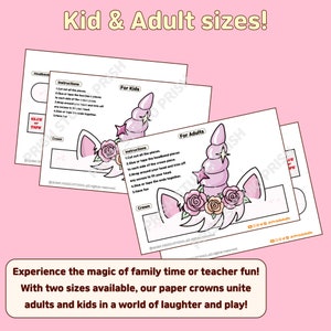 Unicorn Paper Crown Printable Party Birthday Decor Hat Kids Easy Craft ...