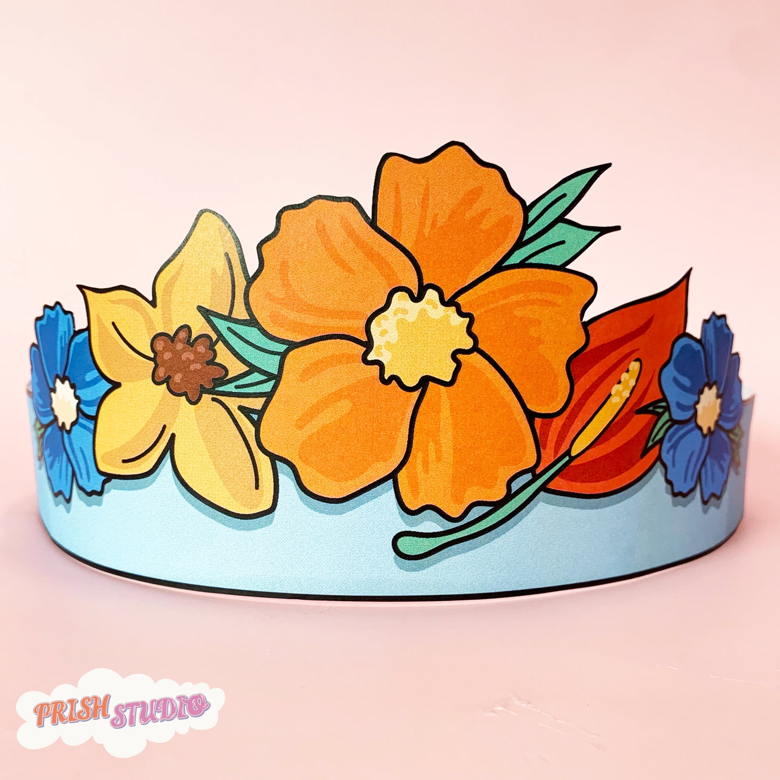 Flower Paper Crown Printable Party Hat Kids Easy Craft Coloring DIY ...