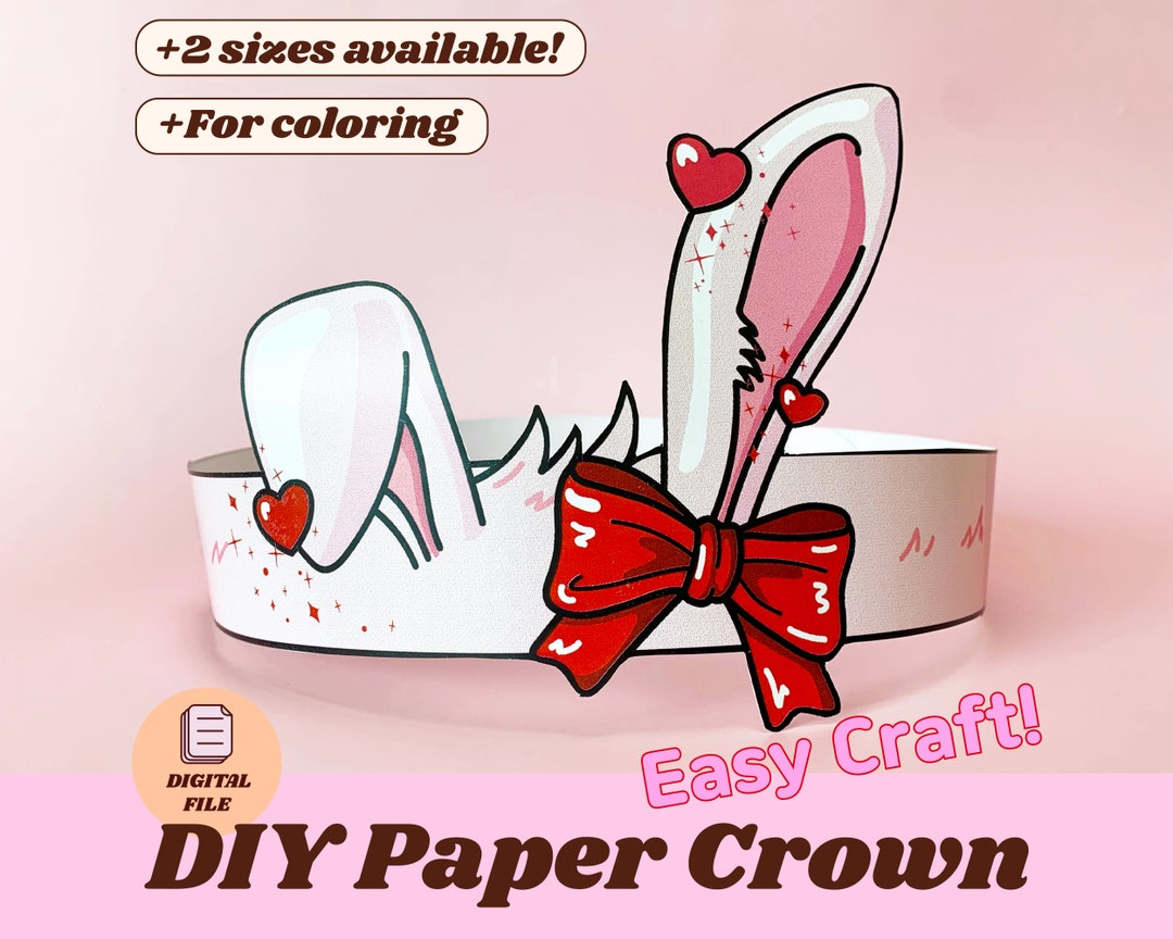 Rabbit Paper Crown Party Hat Printable Rabbit Ears Kids Easy Craft ...