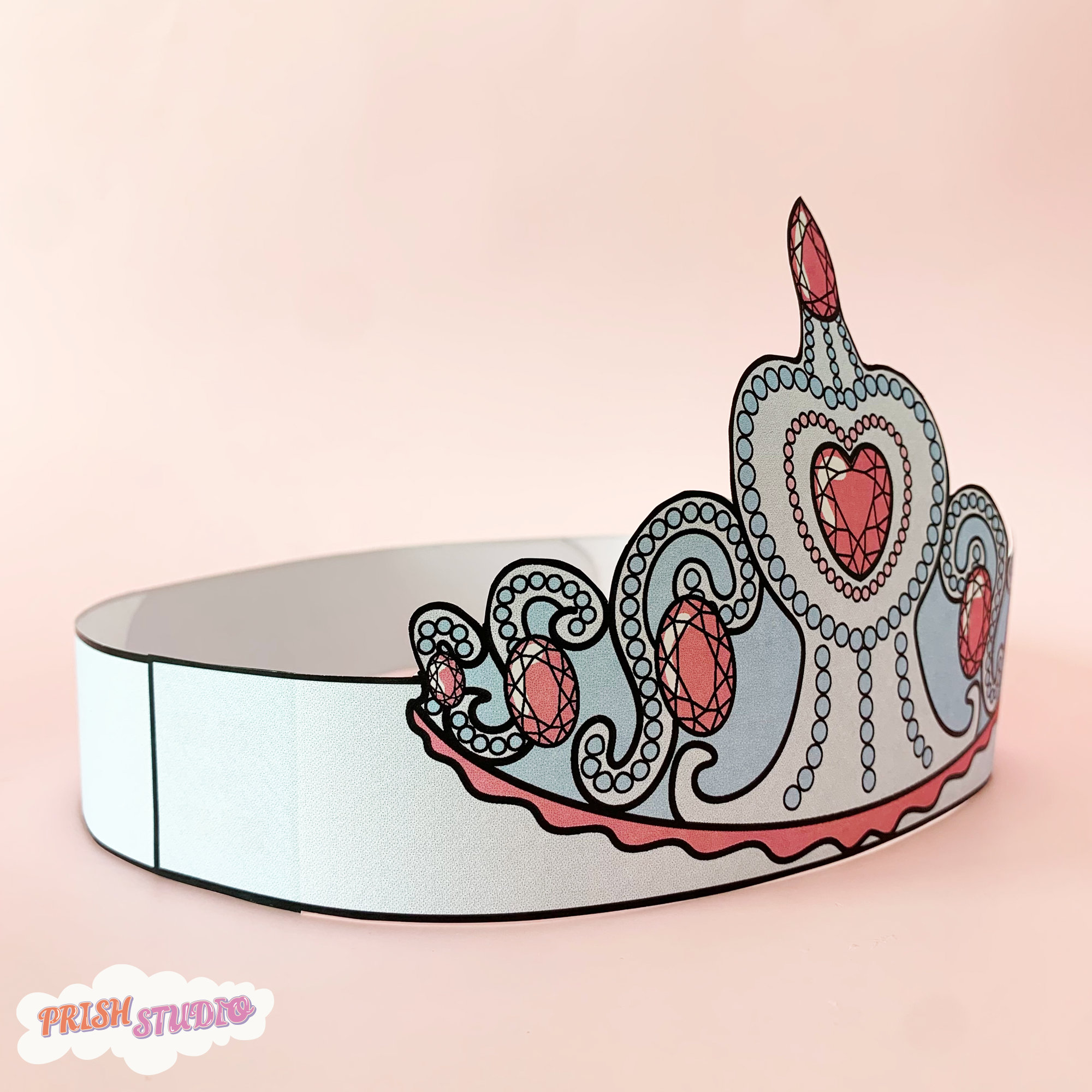 Princess Paper Crown Tiara Printable Party Hat Kids Easy Craft Coloring ...