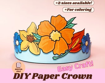 Fairy Paper Crown Printable Party Hat Kids Easy Craft Coloring DIY Elf ...