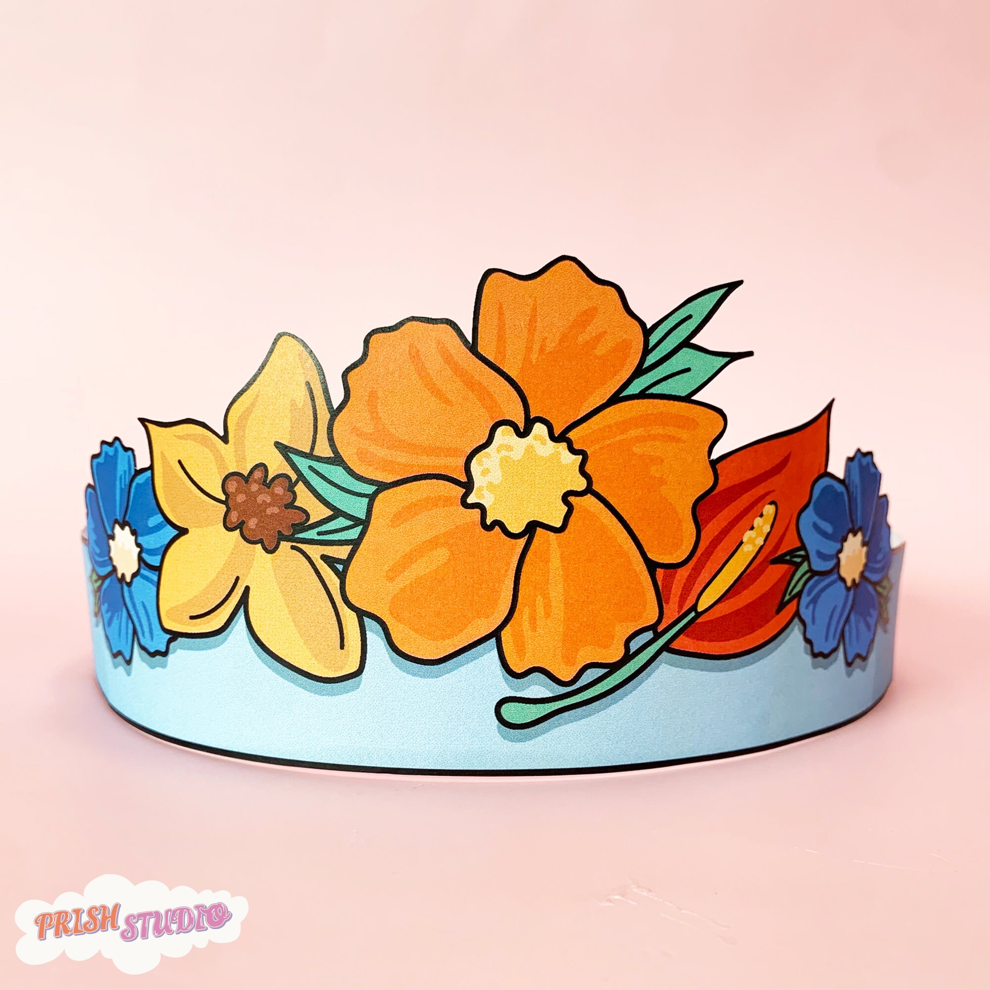 Flower Paper Crown Printable Party Hat Kids Easy Craft Coloring DIY ...