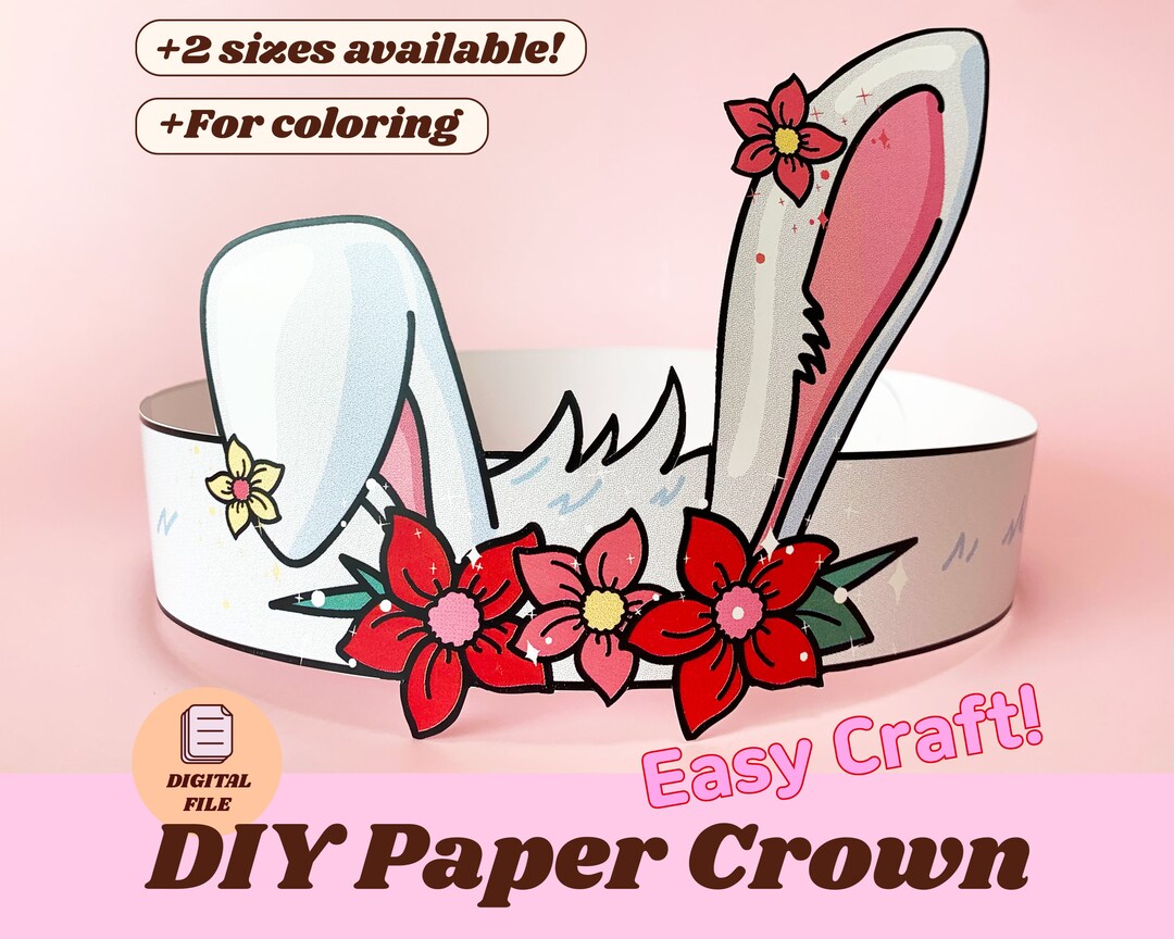 Rabbit Flower Paper Crown Costume Printable Party Hat Kids Easy Craft ...