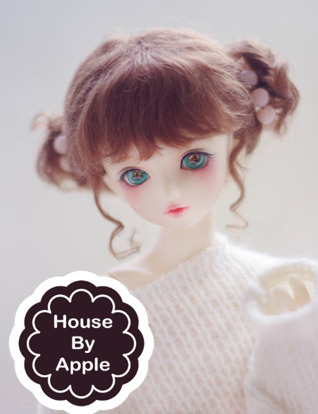 BJD Bridal Cute Brown Odango Hair Mohair Wig for 1/3 SD 1/4 Msd 1/6 ...