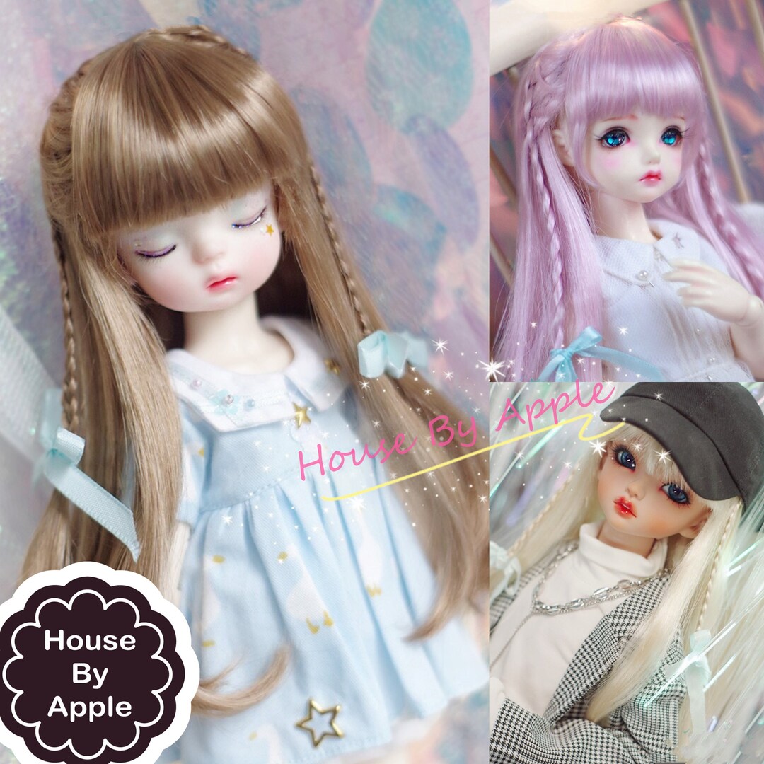 BJD Cute Long Rinka Two Braid Hair Imitation Mohair Wig for 1/3 SD 1/4 ...