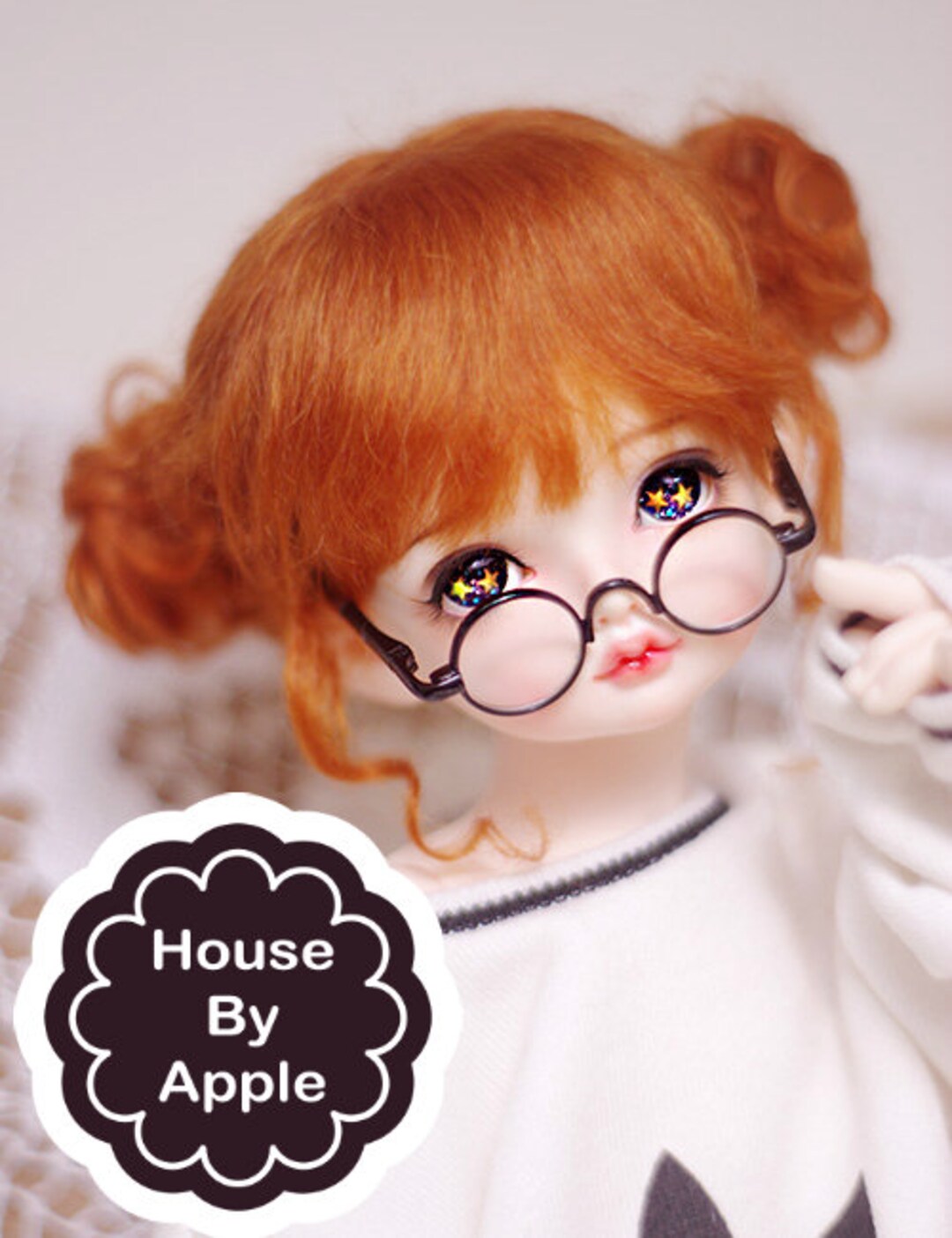 BJD Bridal Cute Carrot Red Odango Hair Mohair Wig for 1/3 SD 1/4 Msd 1/ ...
