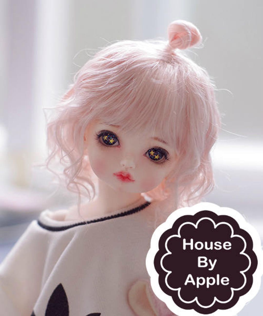 BJD Cute Pink Naturally Curly Hair Imitation Mohair Wig for 1/3 SD 1/4 ...