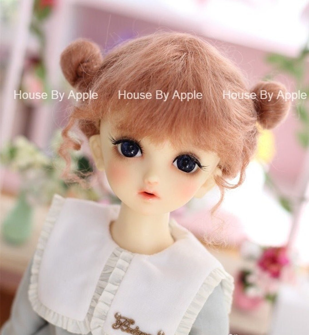 BJD Bridal Cute Dark Pink Odango Hair Mohair Wig for 1/3 SD 1/4 Msd 1/6 ...