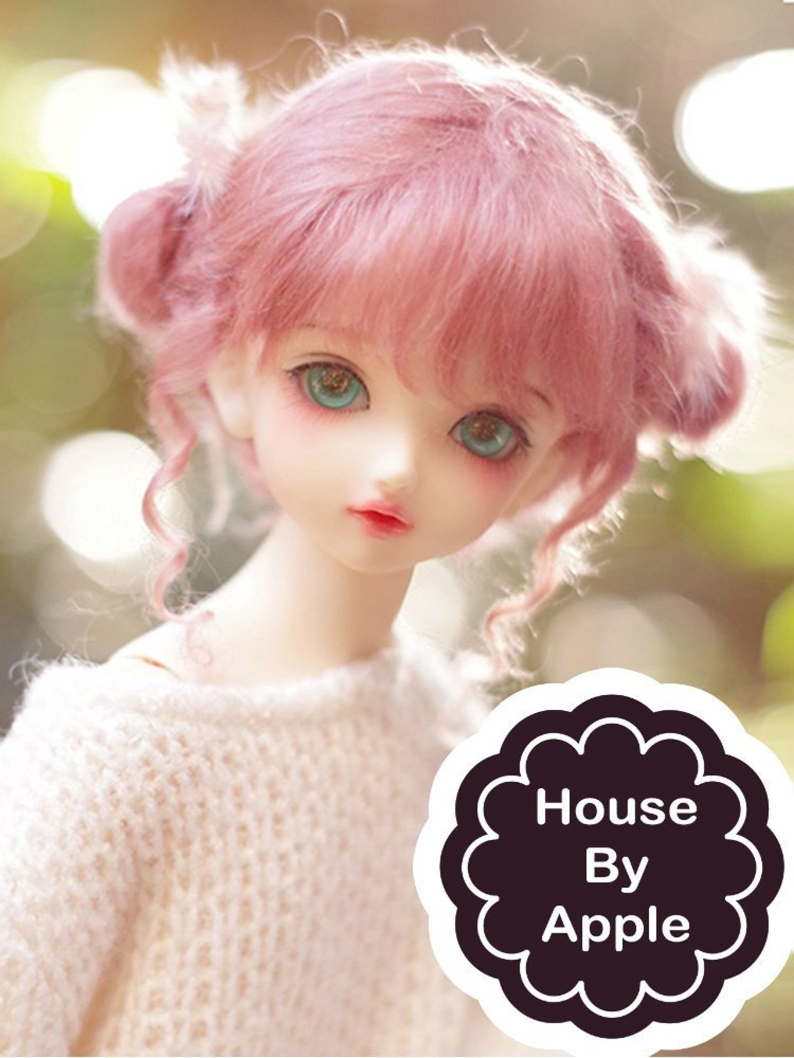 BJD Bridal Cute Dark Pink Odango Hair Mohair Wig for 1/3 SD - Etsy