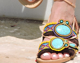 Aztec sandals | Etsy