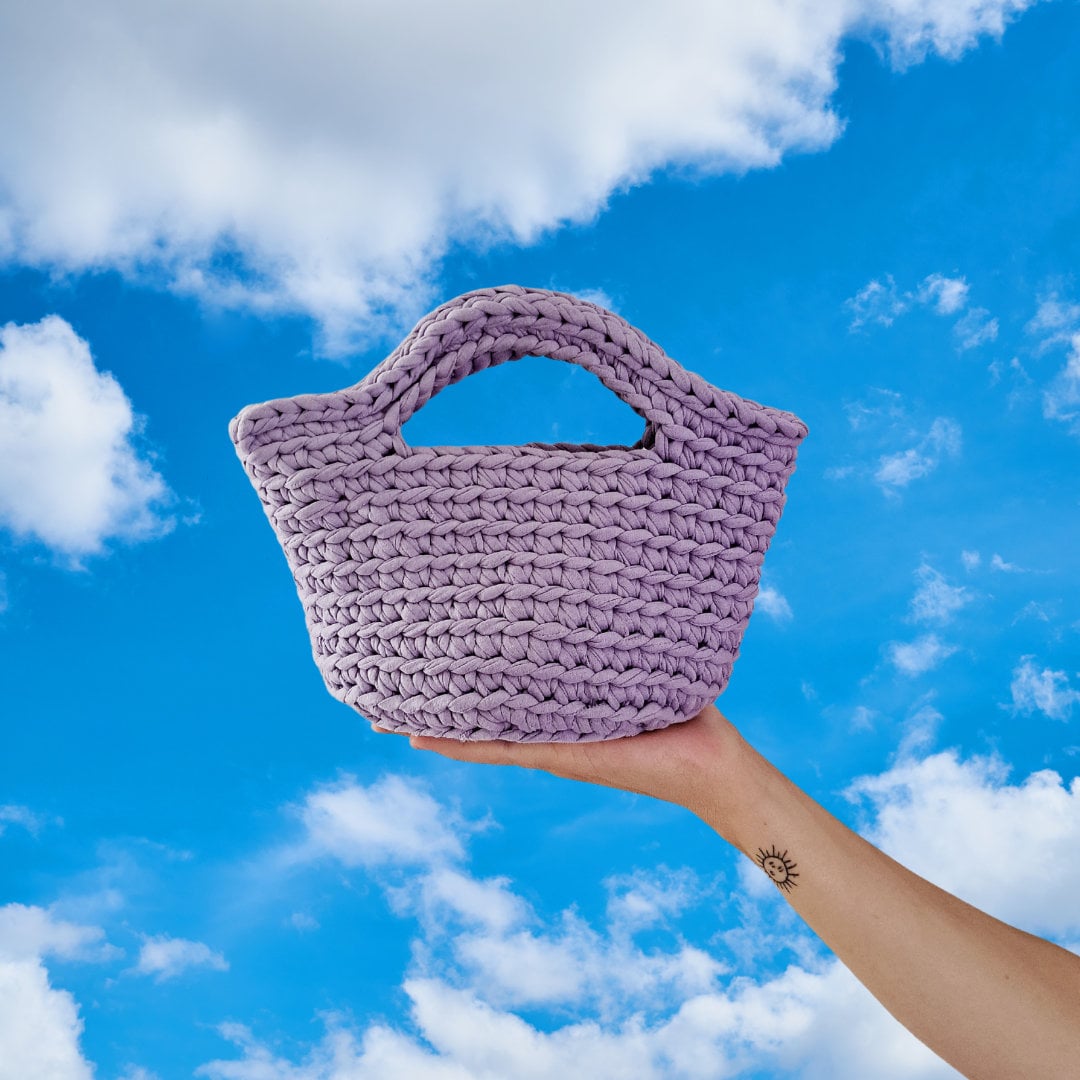 Crochet Mini Tote Bag Crochet Lilac Bag Handmade Chunky Yarn - Etsy