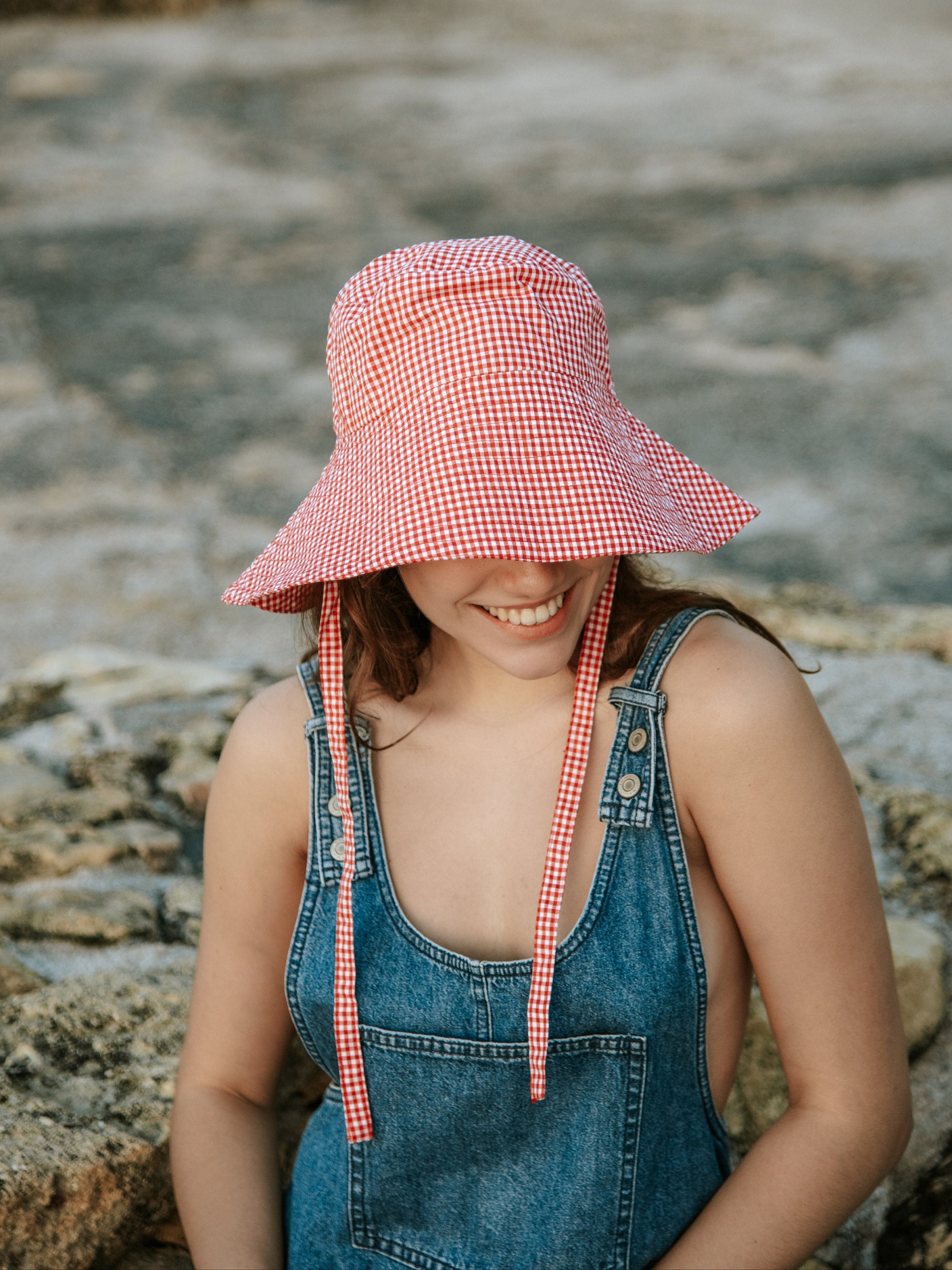 Bucket Hat, Oversized Bucket Hat, Gingham Bucket Hat, Yellow Bucket Hat ...