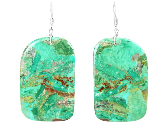 Nevada Green Turquoise Slab Earrings - Etsy