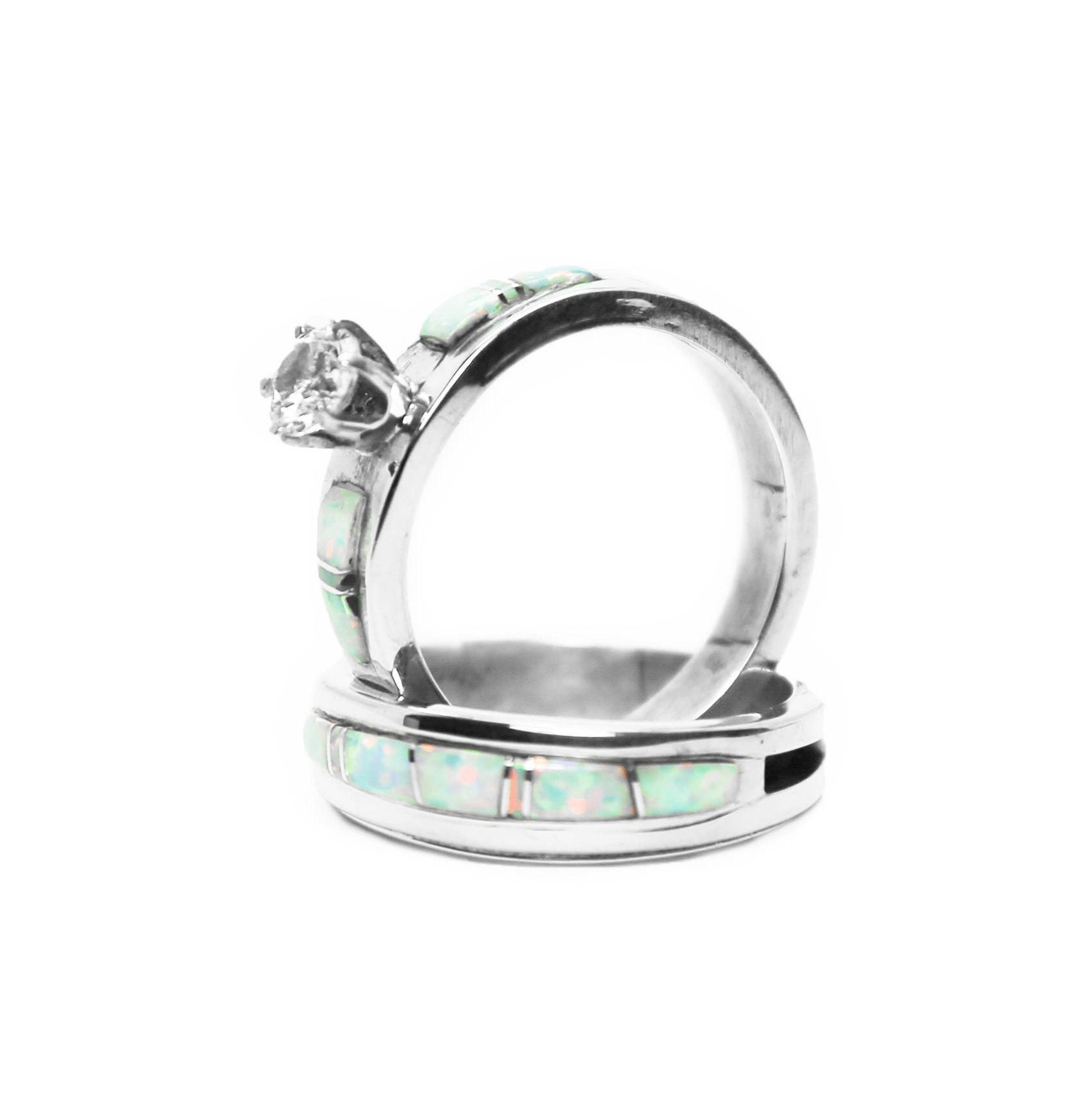 Opal Bridal Ring Set - Etsy