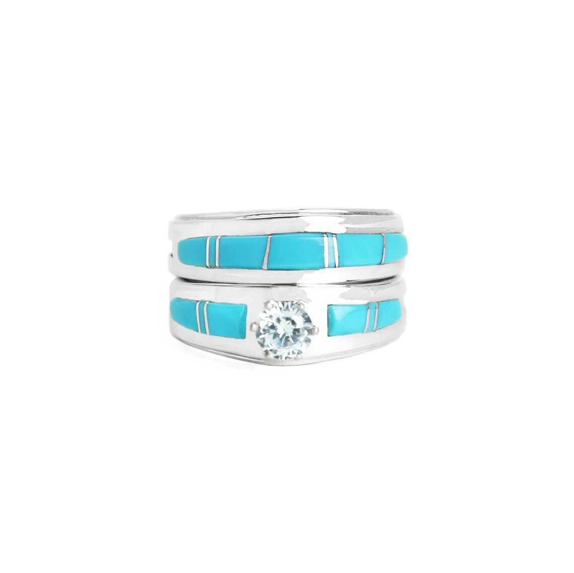 Turquoise Bridal Ring Set - Etsy