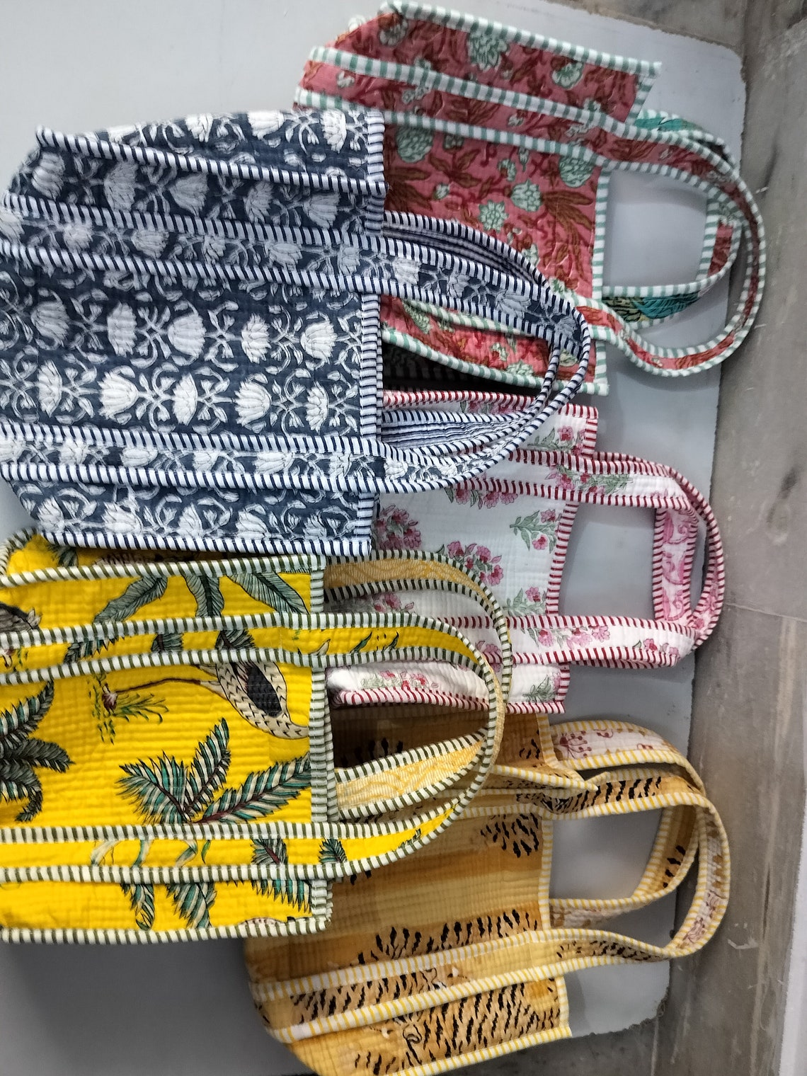 Wholesale Lot of Handmade Block Printed Tote Bag Quilted Small Tote Bag ...
