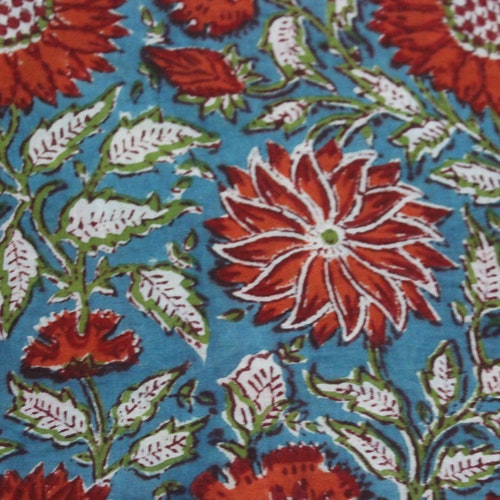 Indian White Cotton Print Floral Pattern Fabric Indian | Etsy