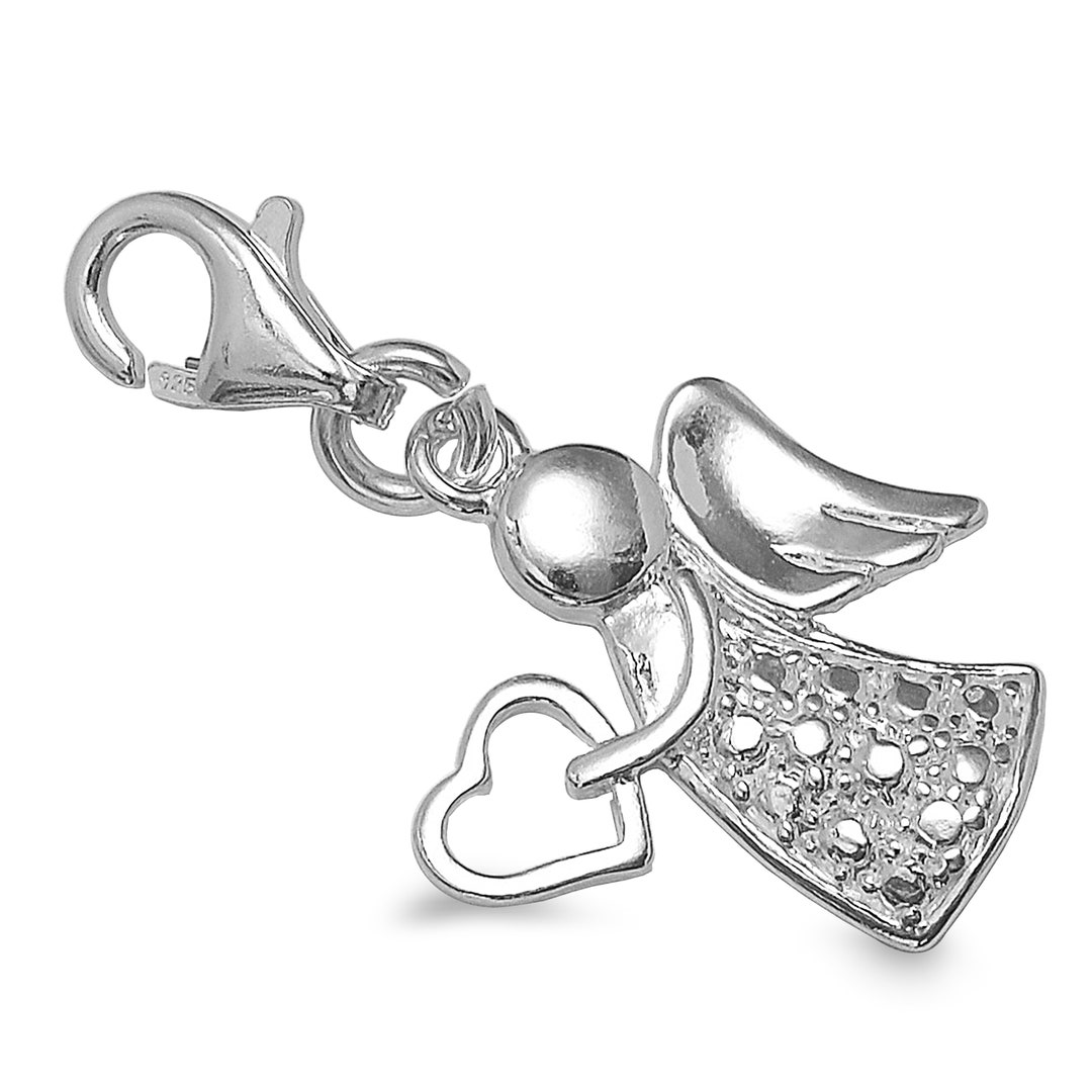 Guardian Angel & Heart Charm 925 Silver Pendant - Etsy