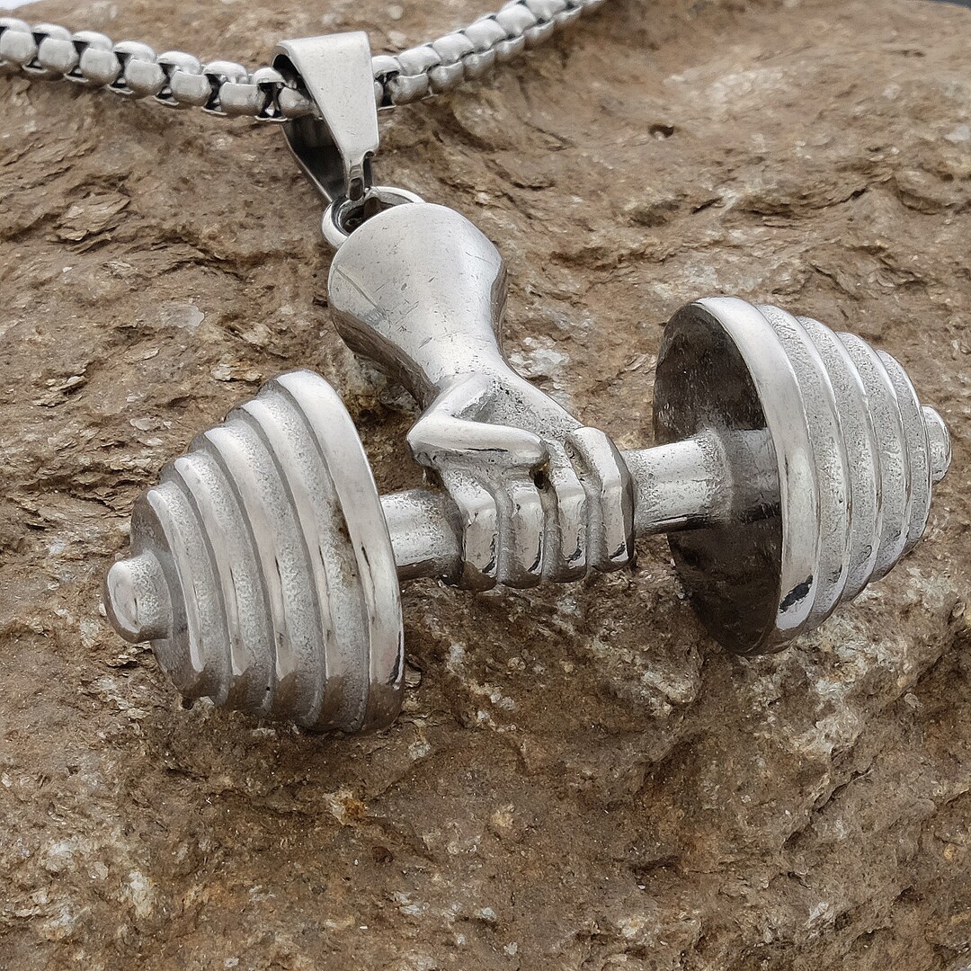 Dumbbell Barbell Pendant Necklace Charm Chain Fitness Gym Sports Gift ...