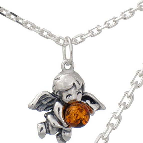 Guardian Angel Anchor Chain Amber 925 Silver Anhaenger Angel | Etsy