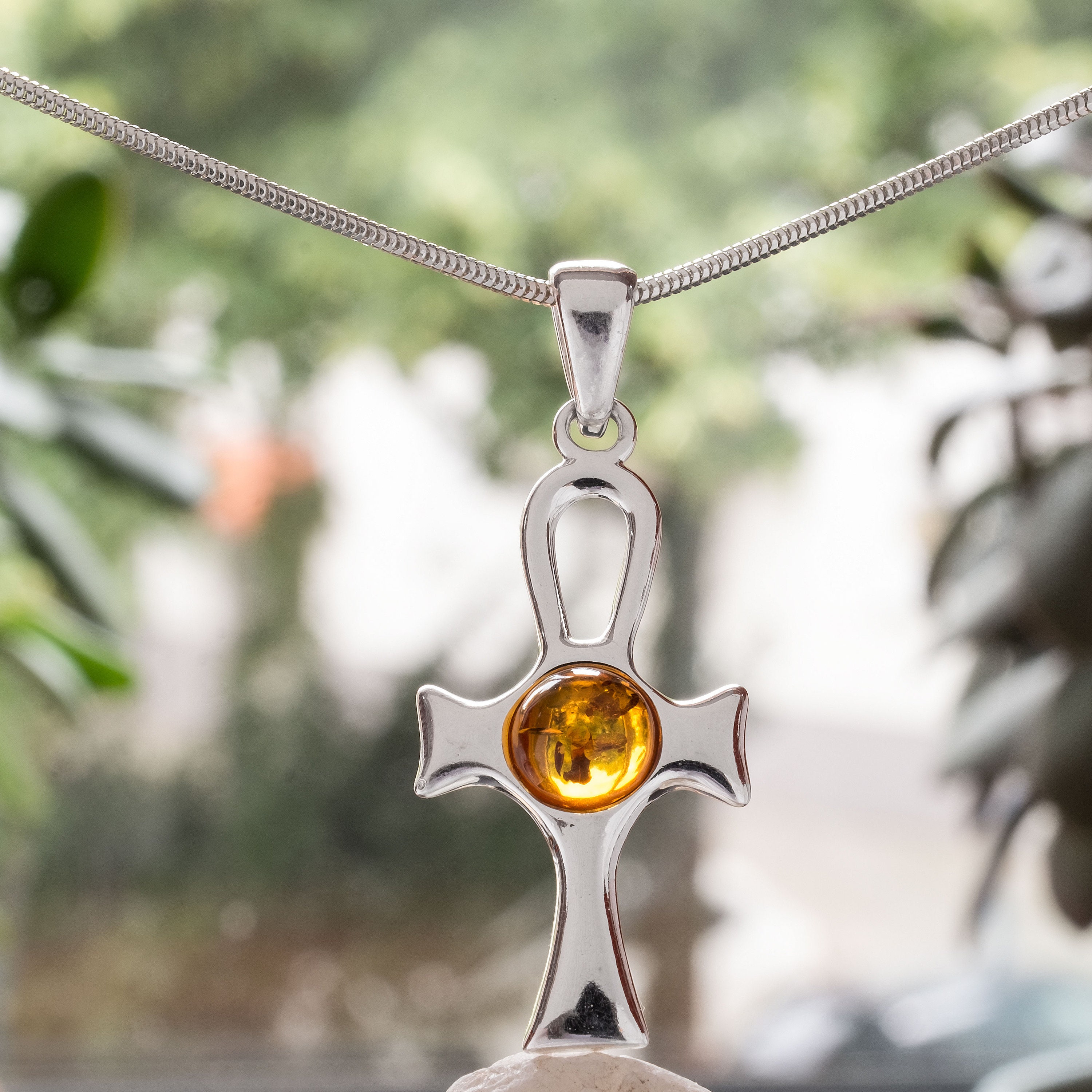High Quality Silver and Amber Cross Pendants - Etsy UK