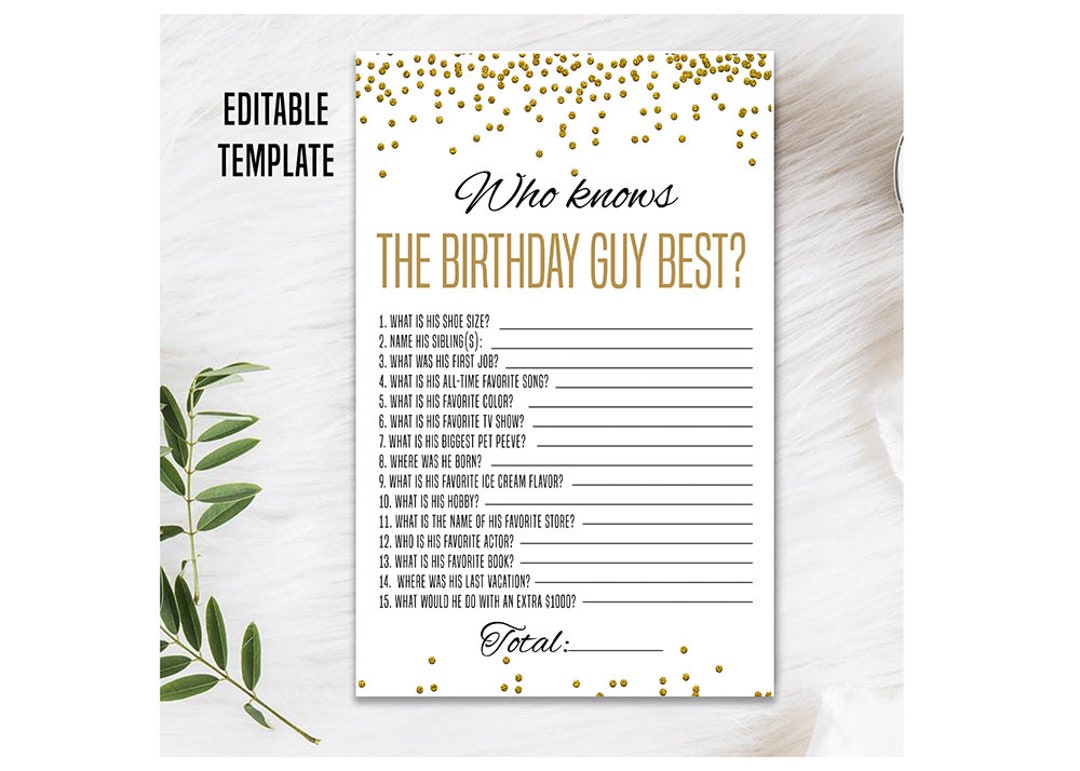 Editable How Well Do You Know the Birthday Guy, Who Knows the Birthday ...