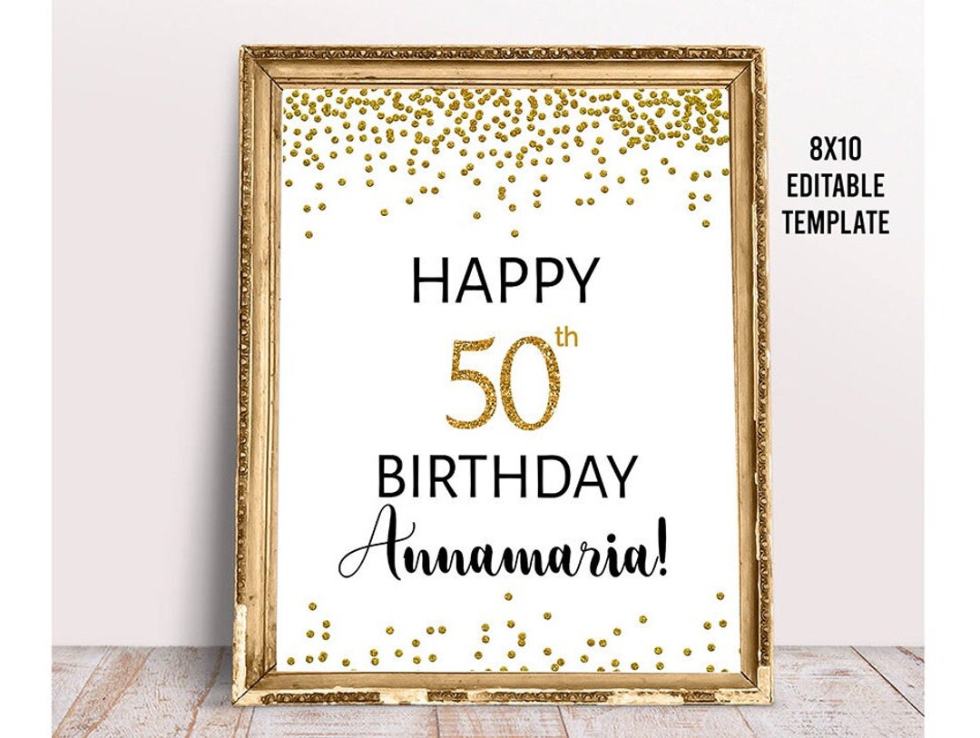 Editable 50th Birthday Sign Template, Printable 50th Anniversary Sign ...