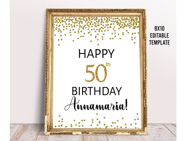 Editable 50th Birthday Sign Template Printable 50th - Etsy