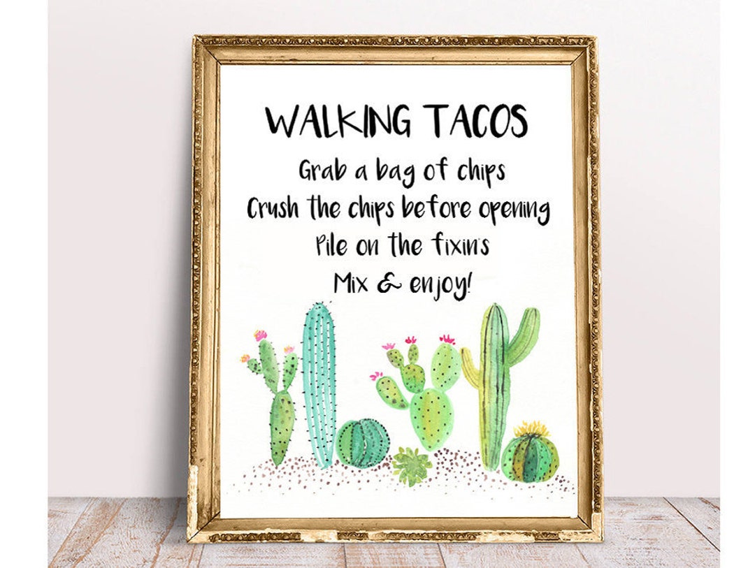 Walking Tacos Sign, Walking Tacos Printable, Taco Bar Sign, Fiesta ...