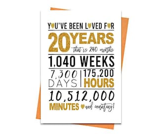 Printable 20th Birthday Card | Etsy